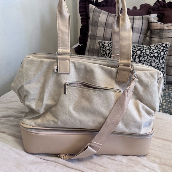 BEIS | Bags | Beis Regular Weekender In Beige | Poshmark